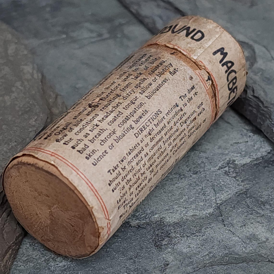 Antique Macbeth's Ox Gall Wooden Pill Box Wood Tube W/ Label Quack ...