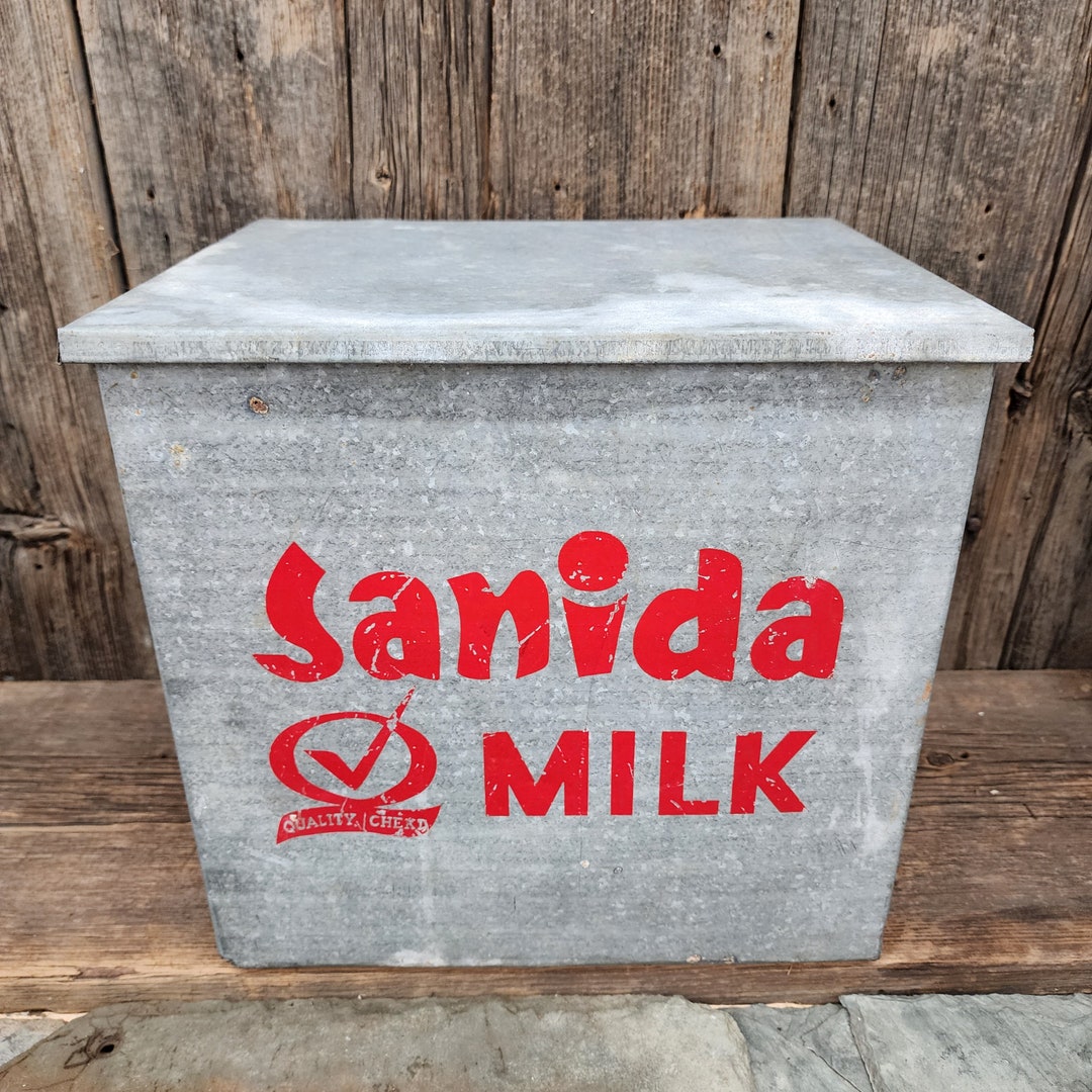 Vintage Galvanized Sanida Milk Milkman Porch Cooler Delivery Box Erie PA Dairy - Etsy