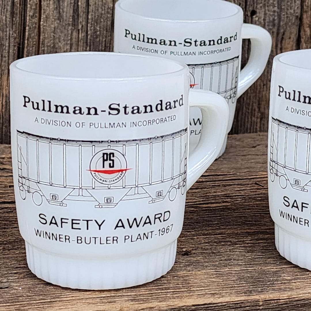 Lot 3 Vintage Fire-king Milk Glass Coffee Mugs Pullman-standard ...