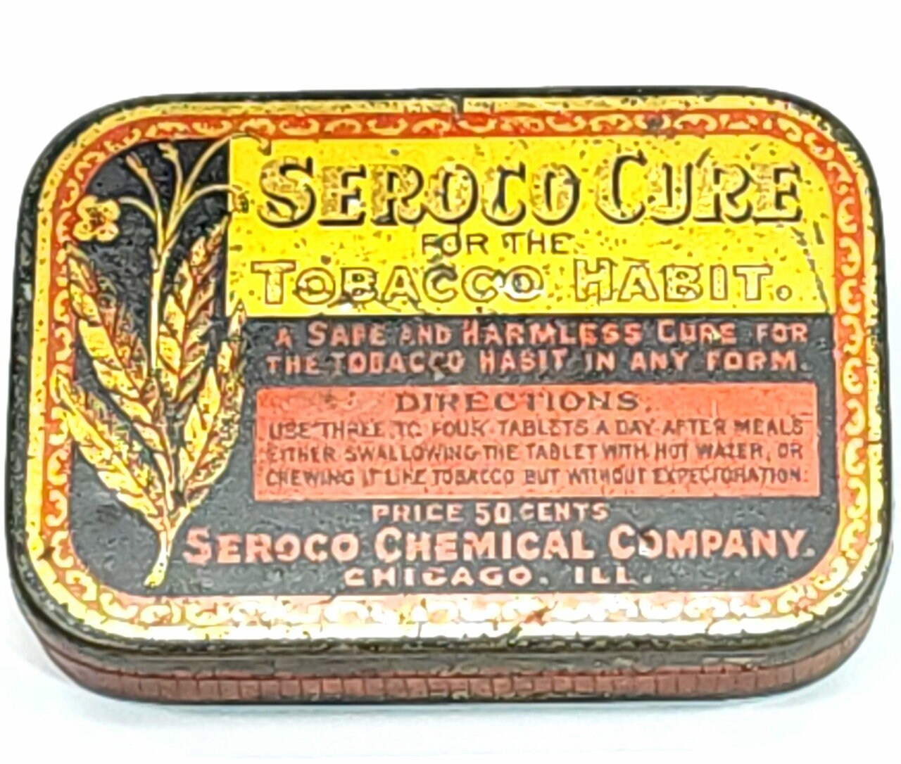 Antique Tobacco Habit Remedy Seroco Cure Medicine Advertising Tin W ...