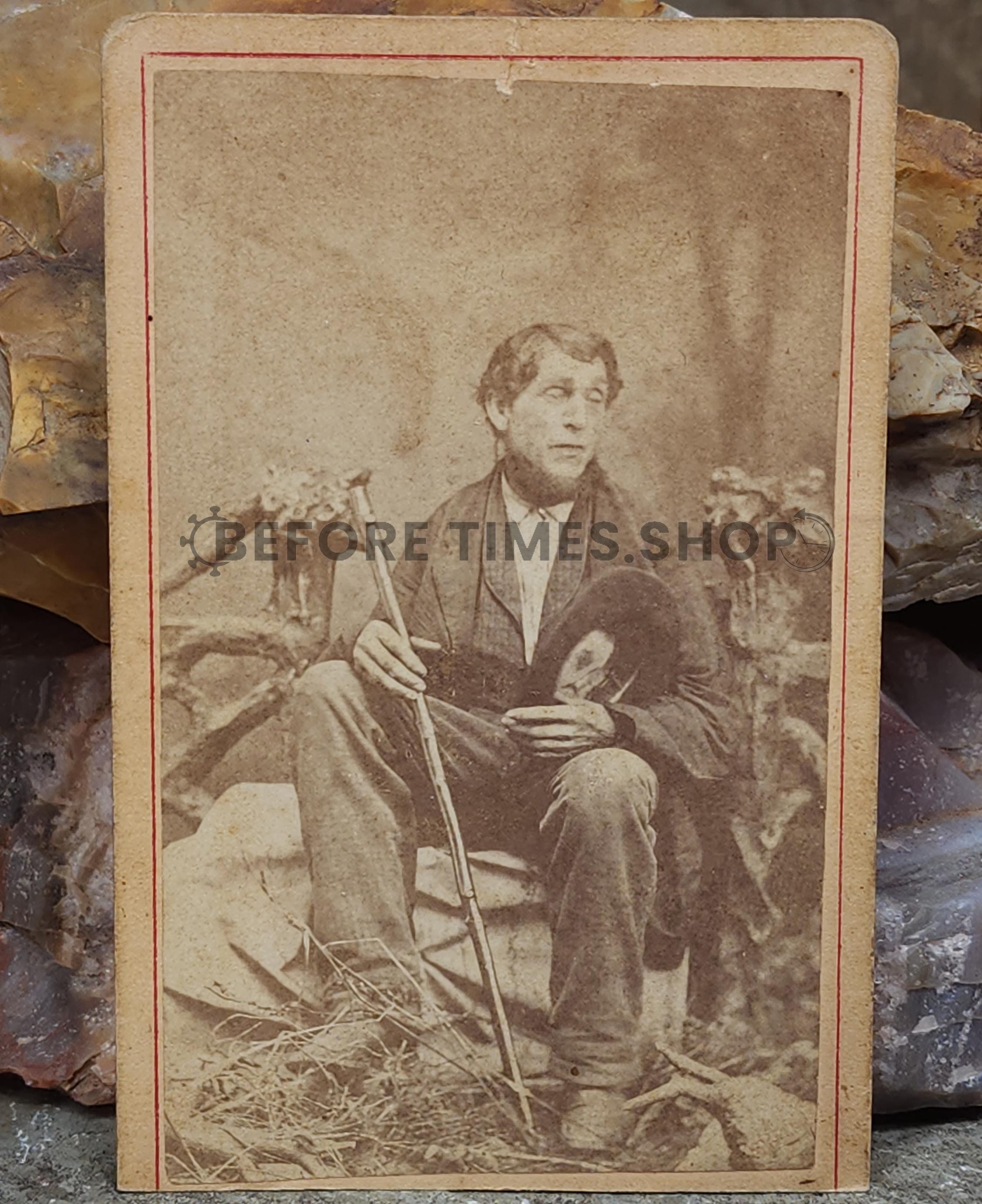 Antique CDV Photograph of Identified Subject Kenney Keeney Blind Man ...