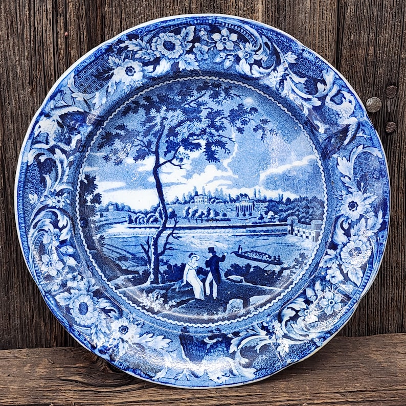 Antique Fair Mount Near Philadelphia Flow Blue Transfer Print ...