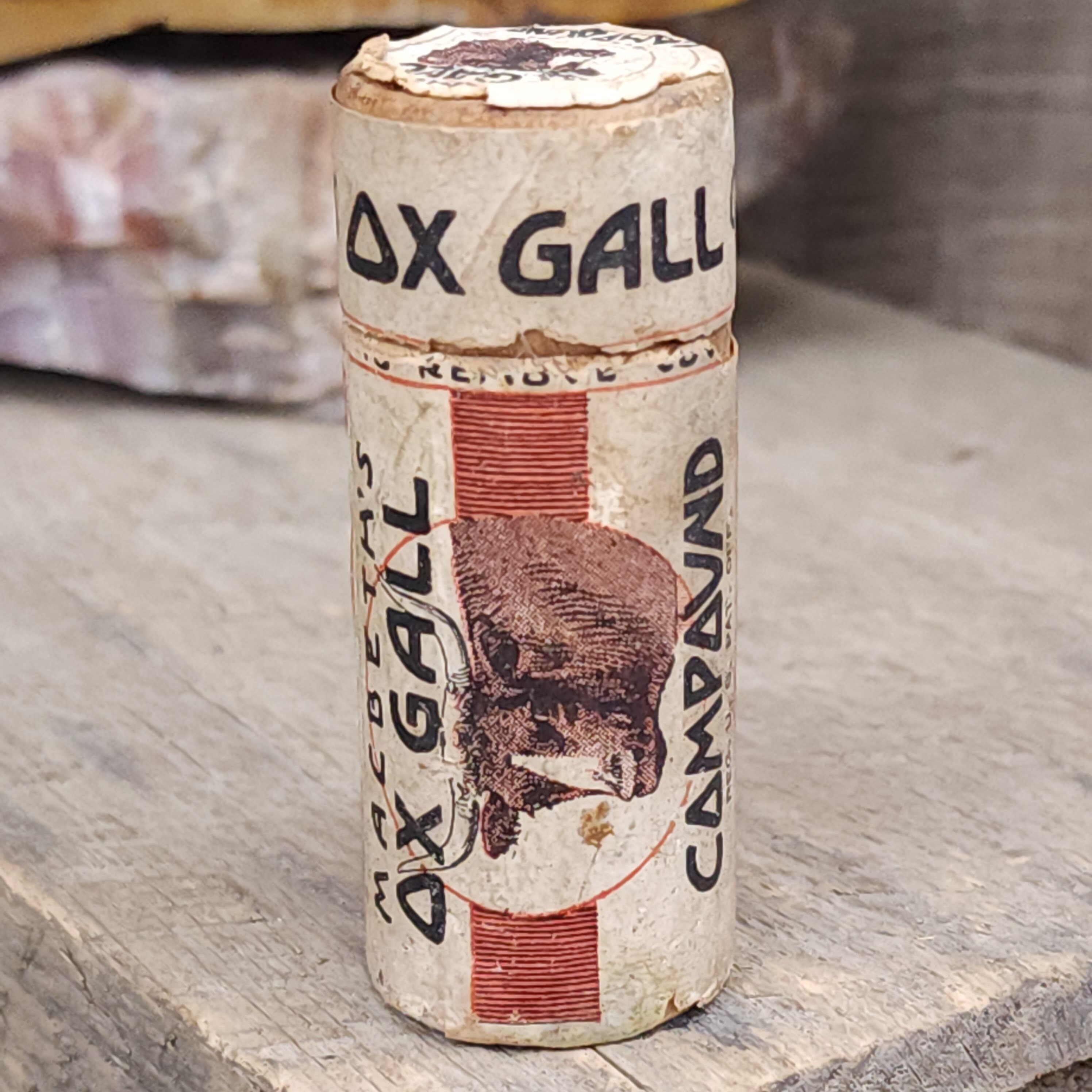 Antique Macbeth's Ox Gall Wooden Pill Box Wood Tube W/ Label Quack ...