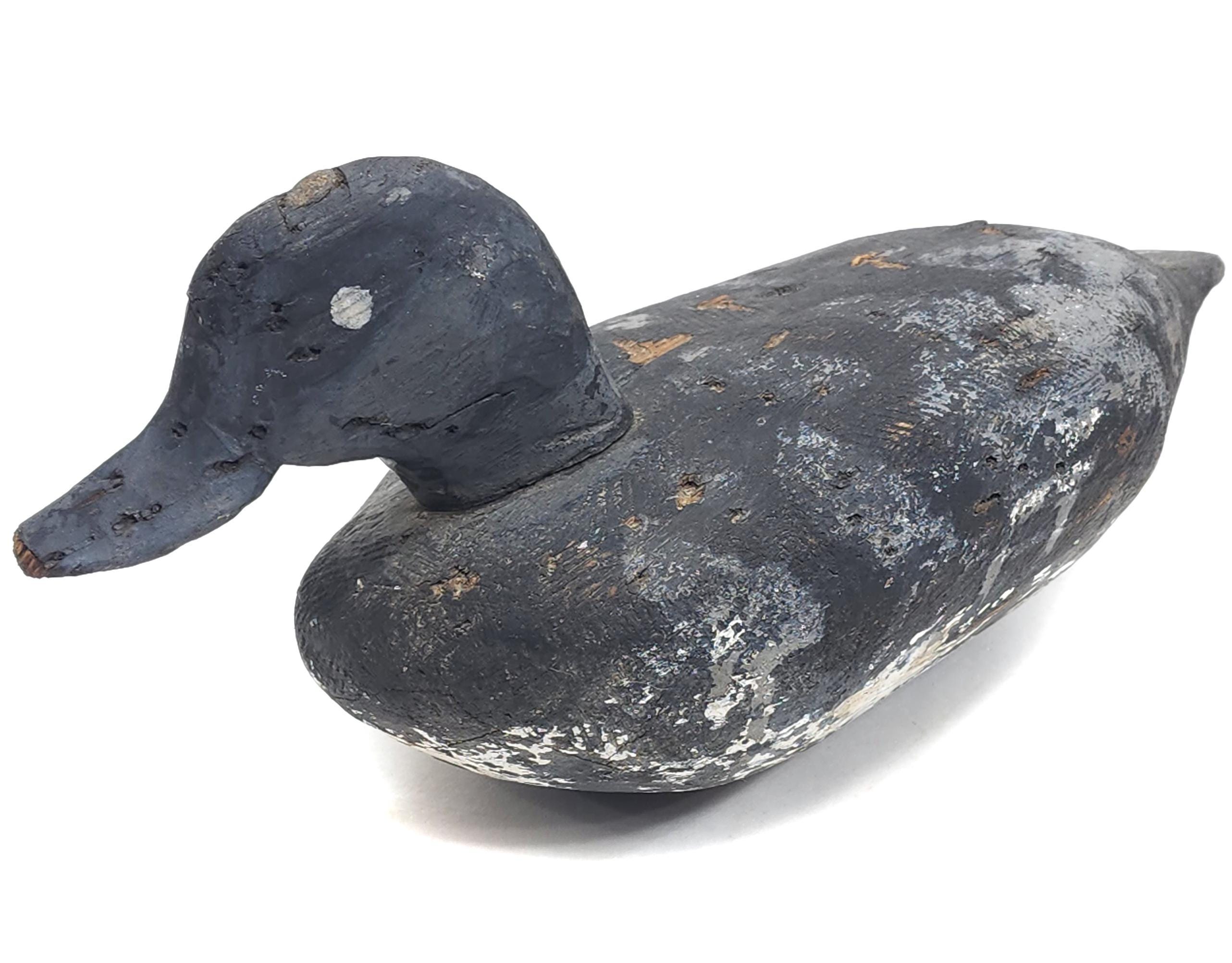 Antique Homemade Hand-painted Carved Wooden Duck Decoy Primitive ...