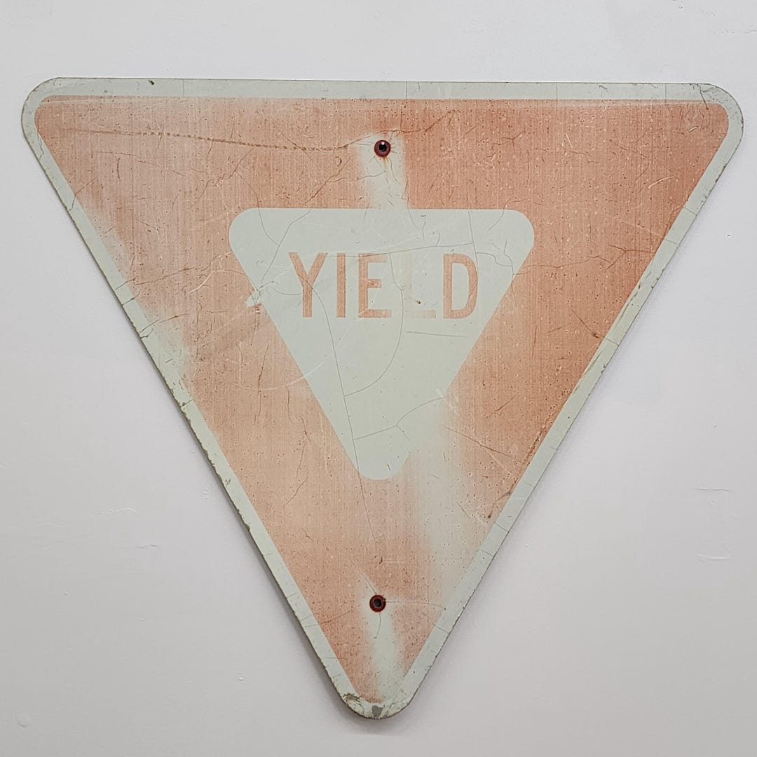 Faded & Weathered Real Retired Obsolete Yield Traffic Street Road ...