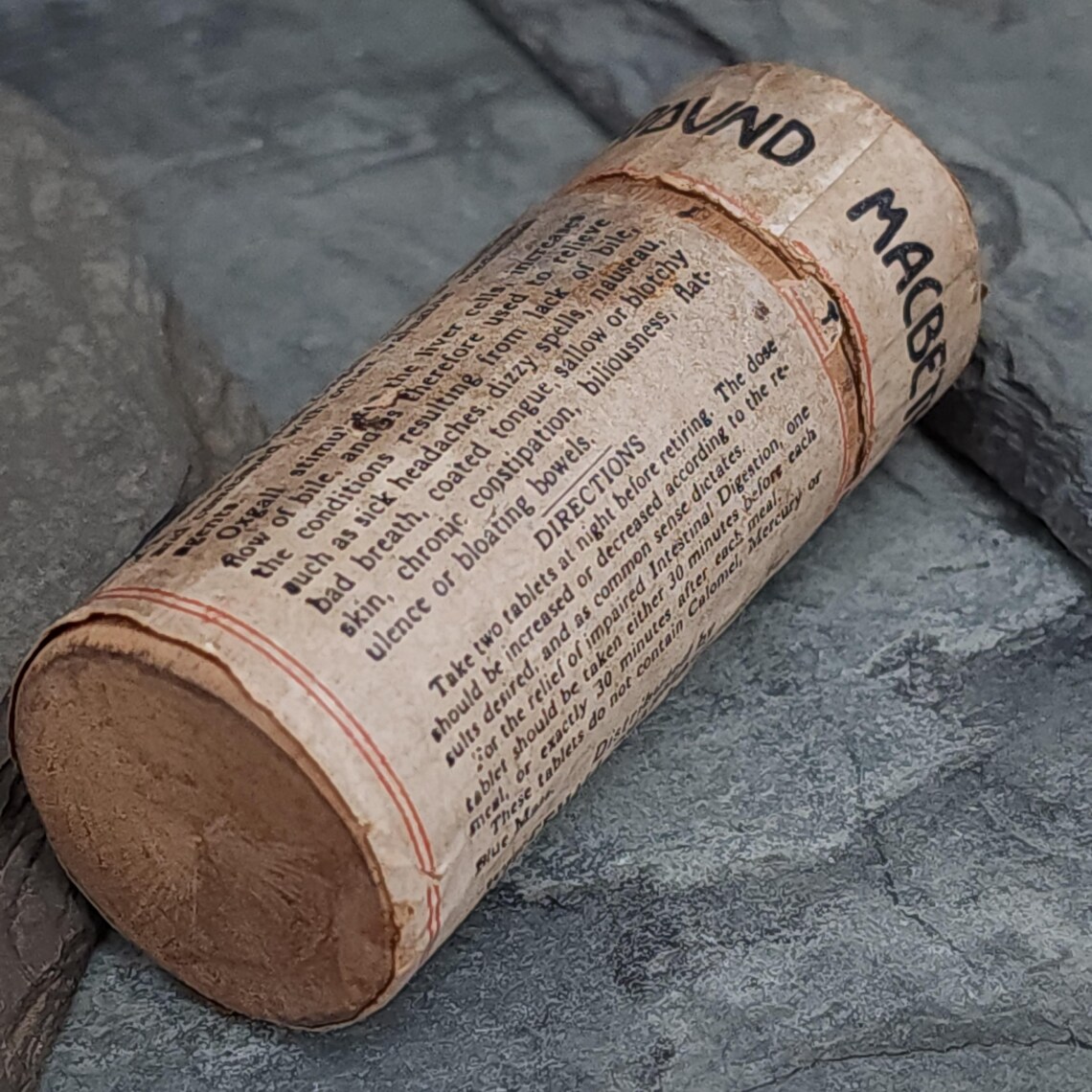 Antique Macbeth's Ox Gall Wooden Pill Box Wood Tube W/ Label Quack ...