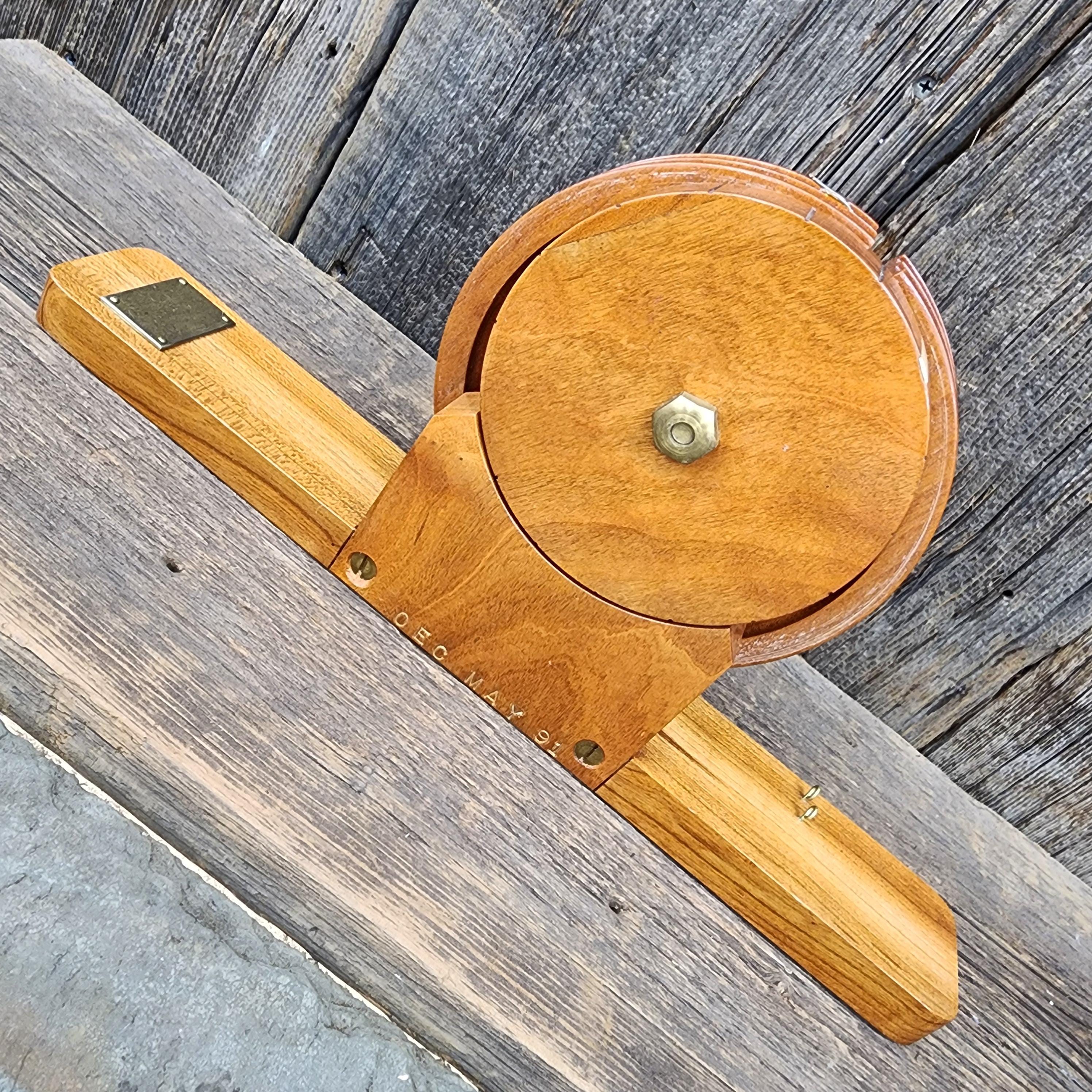 Vintage Wood String Line Winding Wheel Measuring Tool Mechanical Folk ...