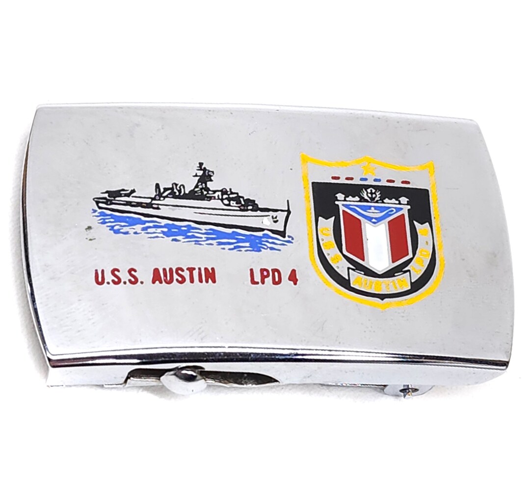 Vintage U.S.S. Austin LPD-4 U.S. Navy Military Ship Zippo Belt Buckle ...
