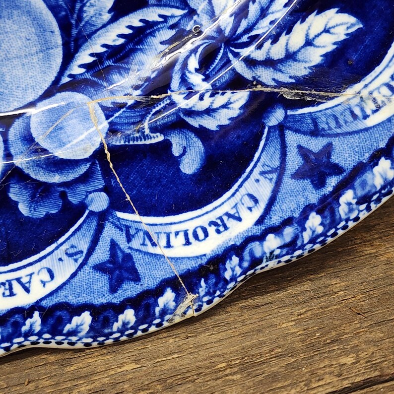 Antique Clews Staffordshire America and Independence Flow Blue Deep ...