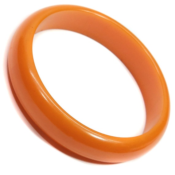 Antique Bakelite Orange Color Wide Bangle Bracelet - Gem