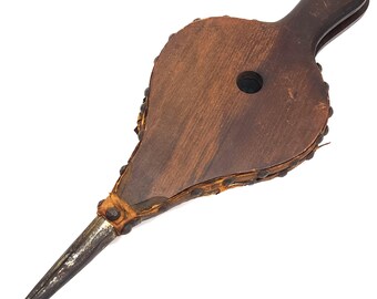 Vintage Fire Bellow Wooden Fireplace Bellows Wood and Leather Blower ...