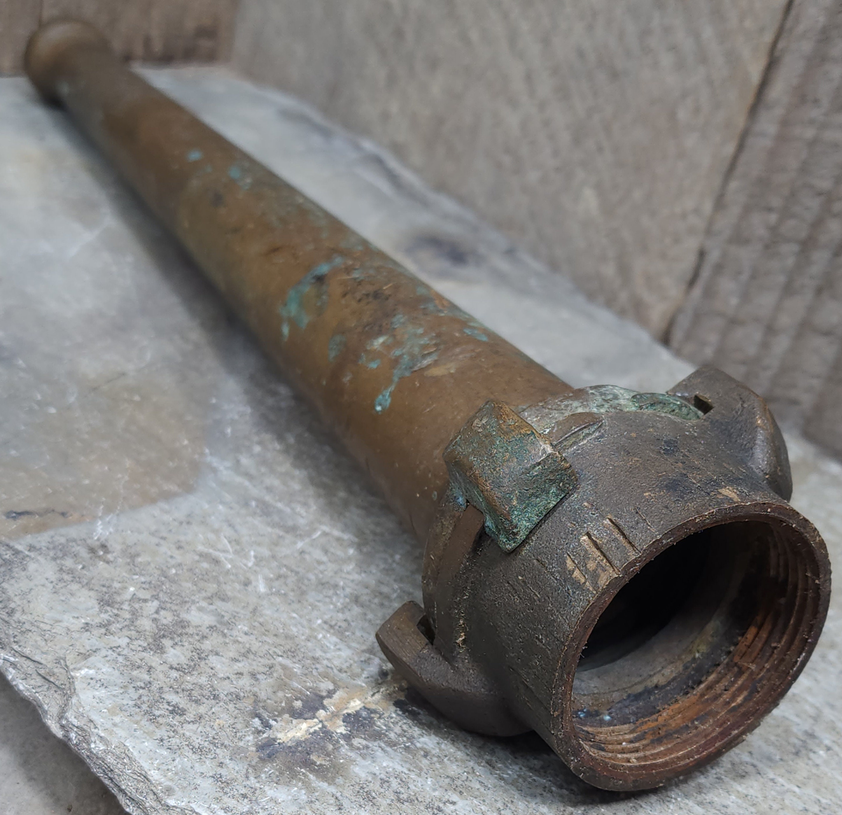 Vintage Well Used Old Brass Firefighting Fire Hose Nozzle WFI 10 With ...