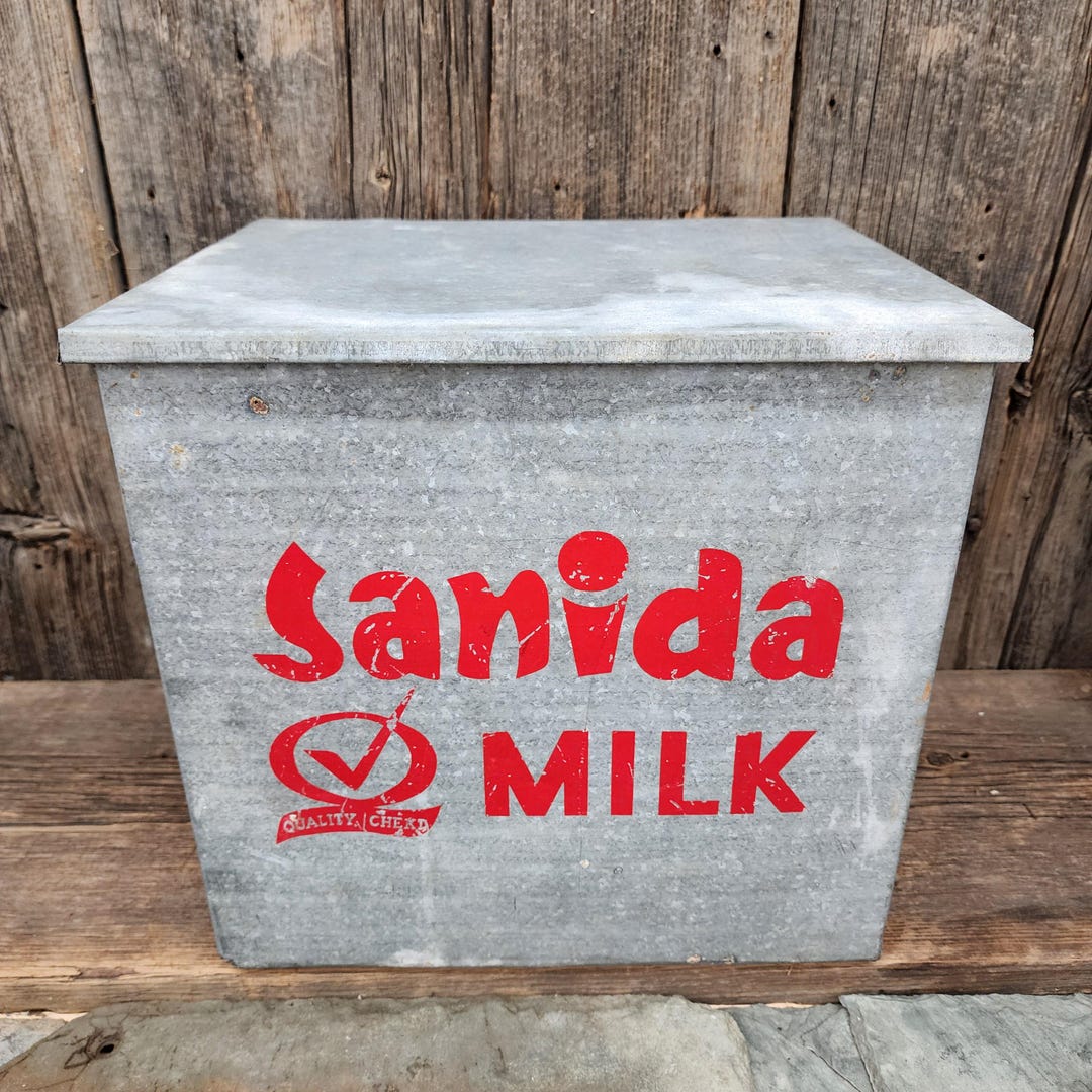 Vintage Galvanized Sanida Milk Milkman Porch Cooler Delivery Box Erie ...
