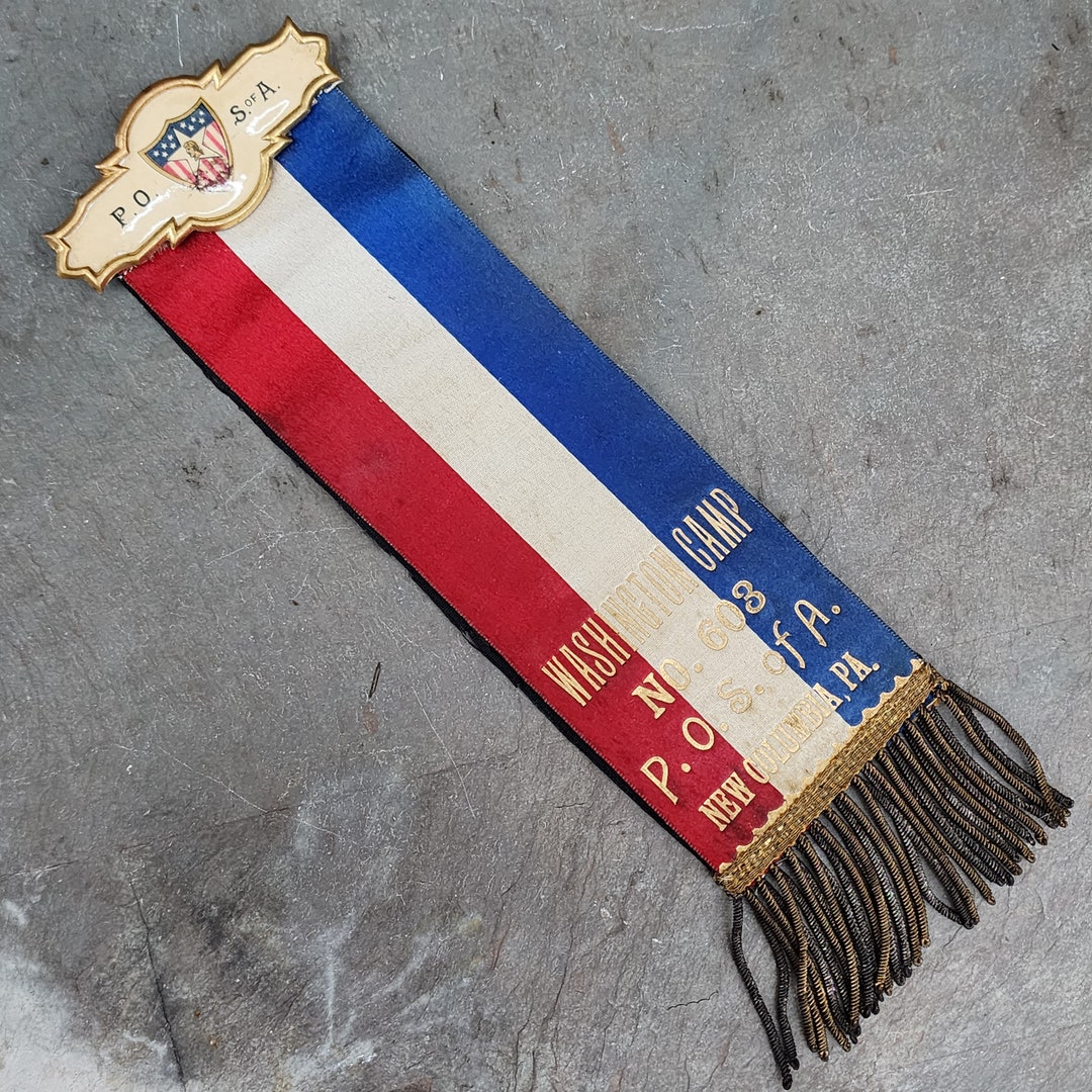 Antique Patriotic Order Sons of America Ceremonial Ribbon Pin New ...