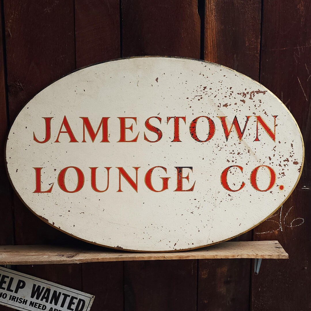 Vintage Oval Jamestown Lounge Co. Furniture Advertising Sign Hand ...