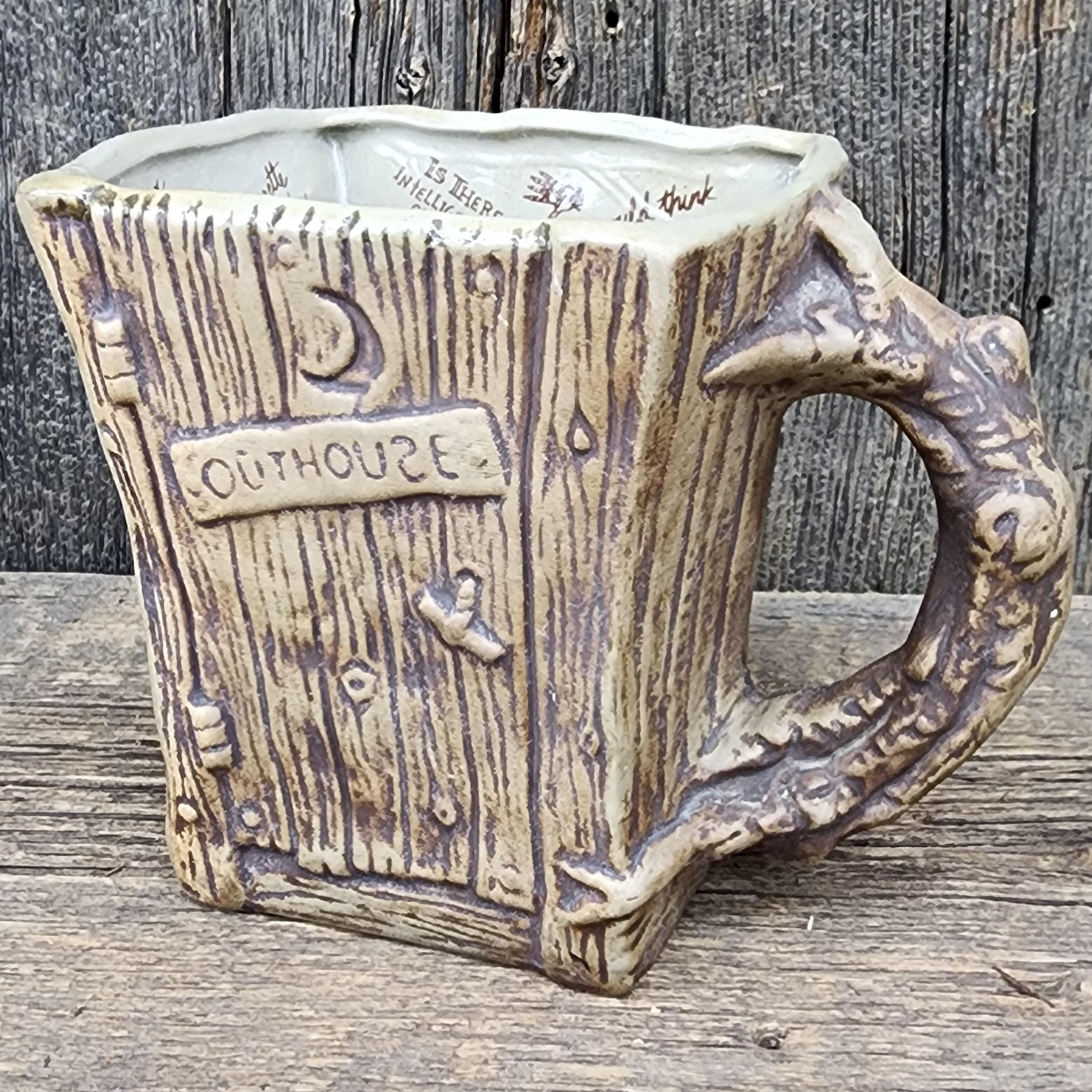 1973 Vintage Jim Rumph Art Pottery Figural Outhouse Shaped Mug Tankard ...