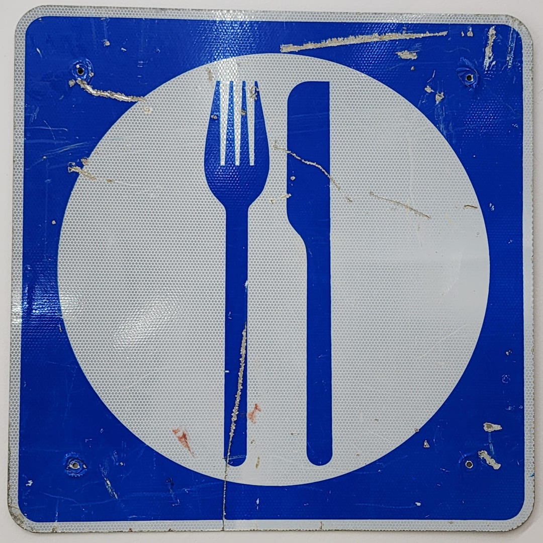 Vintage Knife & Fork Restaurant Eat Ahead Interstate Highway Exit Road ...