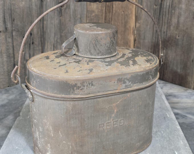 Antique Reed Tin Coal Miner's Lunchbox Lunch Pair Bucket With Cup ...