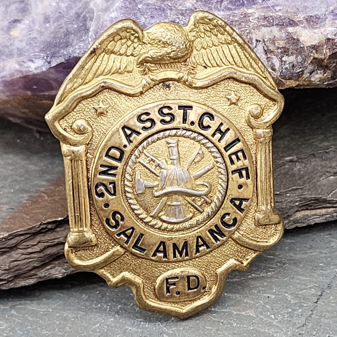 2nd Assistant Fire Chief Uniform Hat Badge Obsolete Firefighter Badge ...