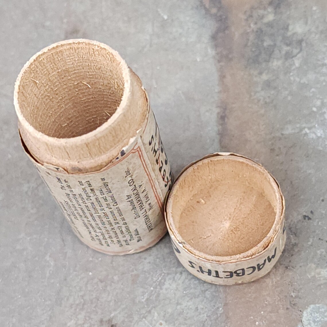 Antique Macbeth's Ox Gall Wooden Pill Box Wood Tube W/ Label Quack ...