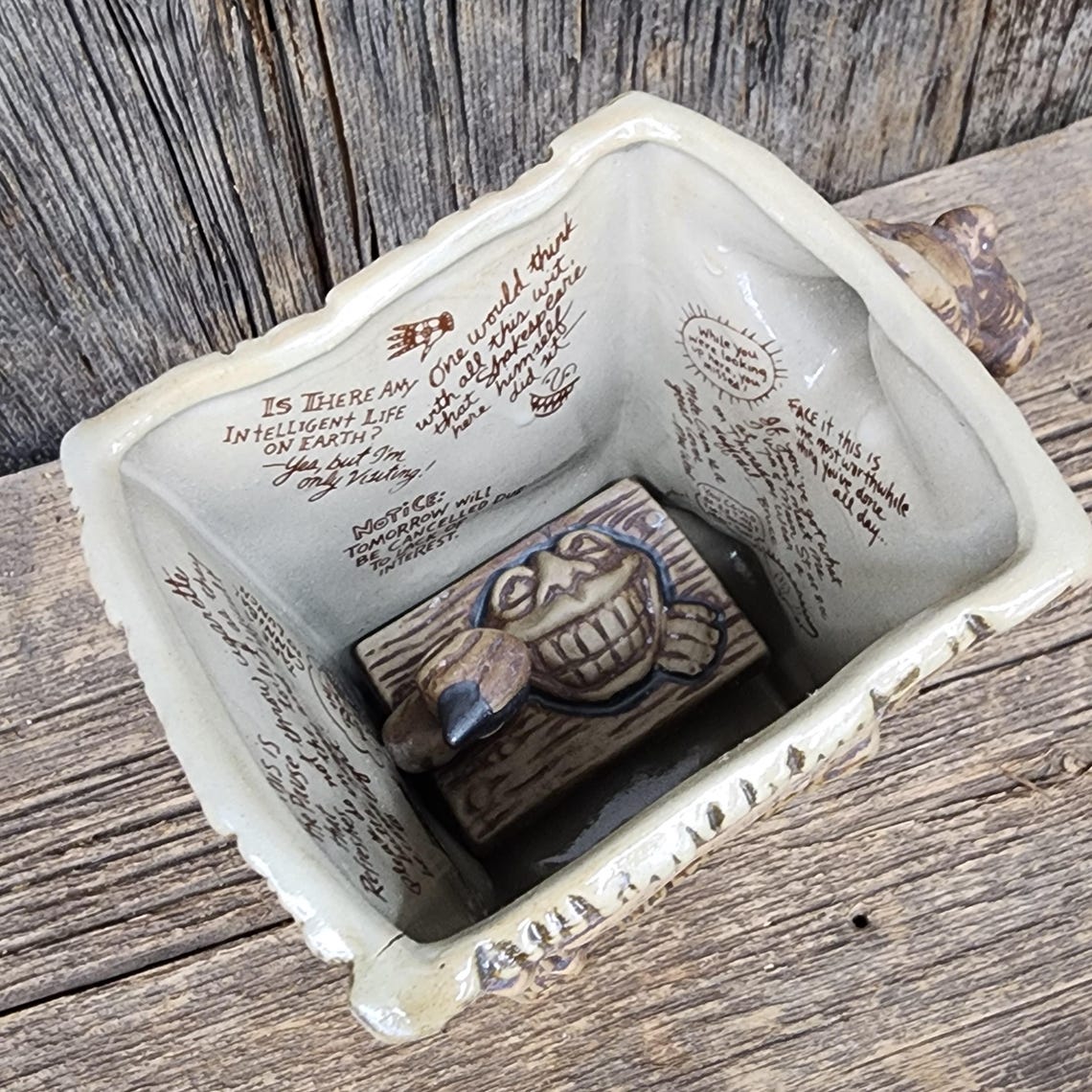 1973 Vintage Jim Rumph Art Pottery Figural Outhouse Shaped Mug Tankard ...