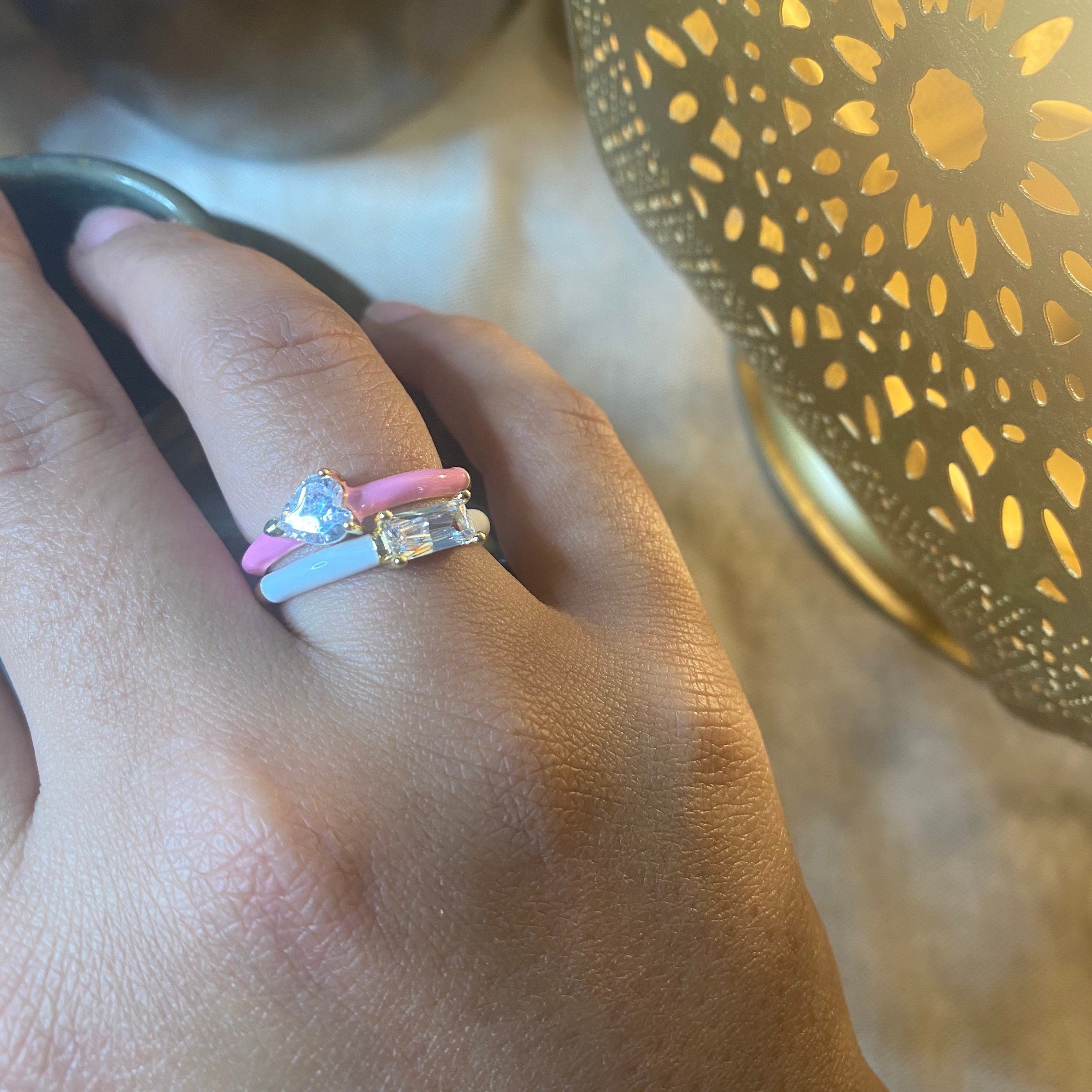 Colorful Enamel Stack Rings With Cubic Zircon Fashion Jewelry/ Summer ...