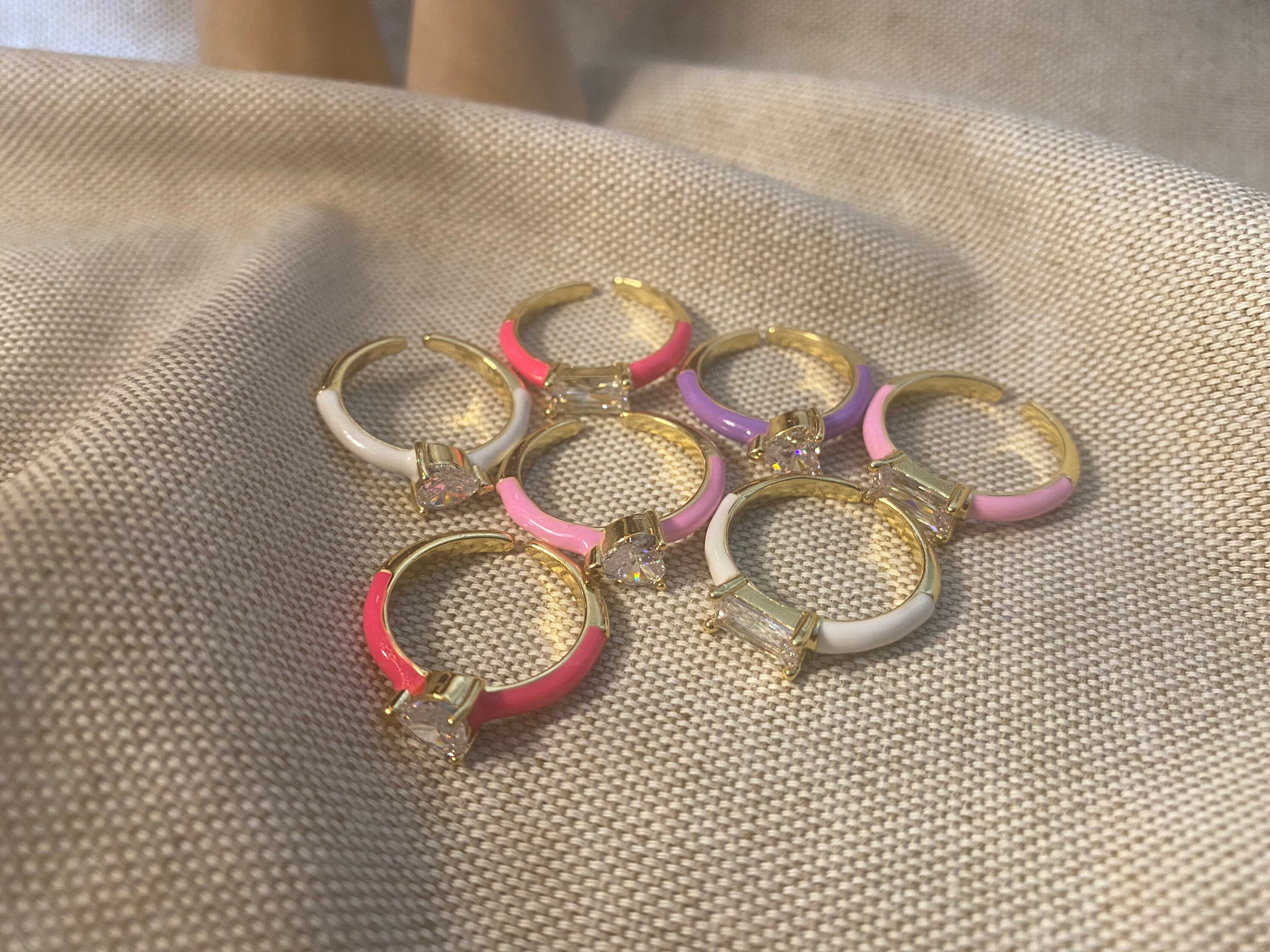 Colorful Enamel Stack Rings With Cubic Zircon Fashion Jewelry/ Summer ...