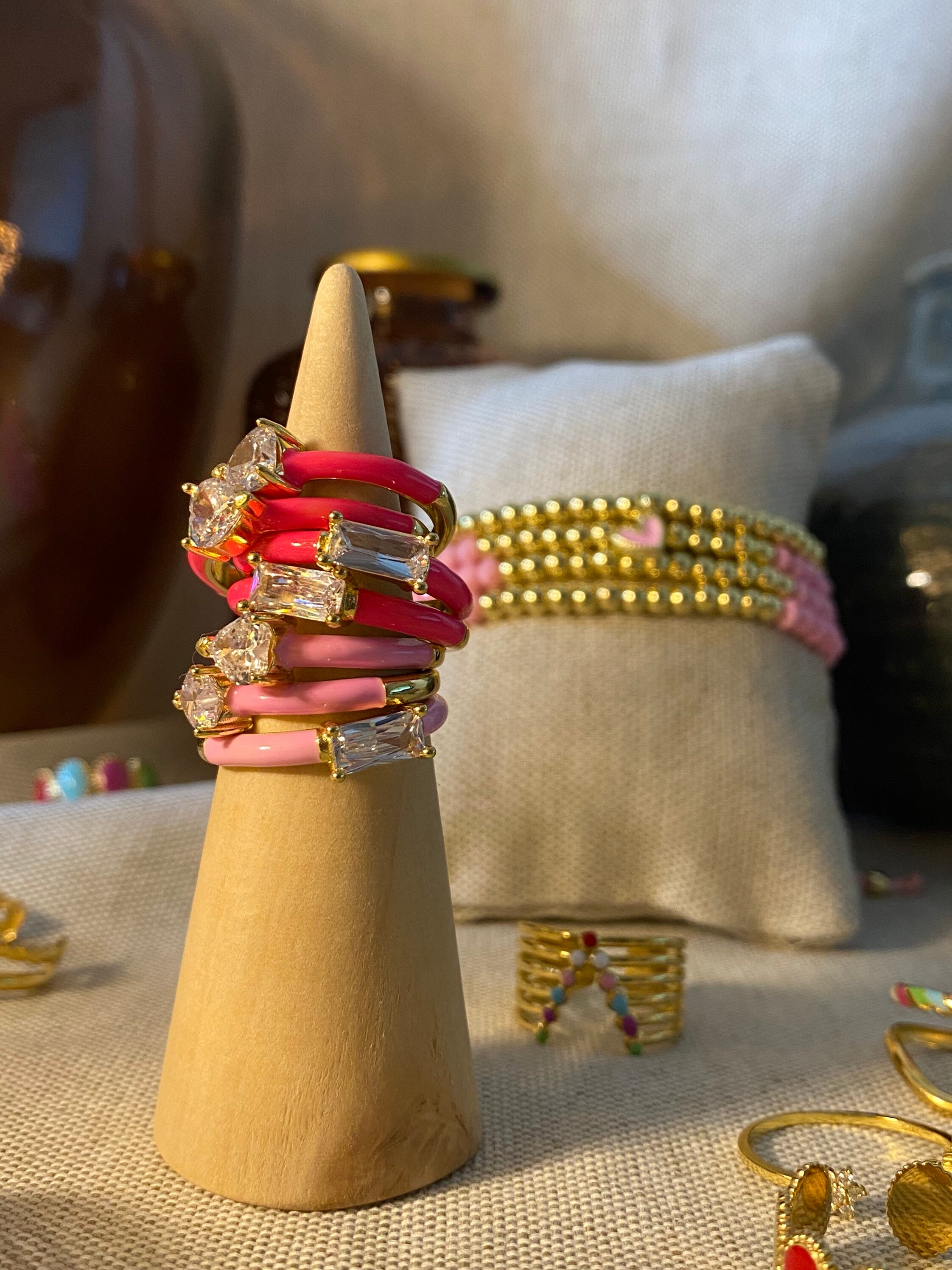 Colorful Enamel Stack Rings With Cubic Zircon Fashion Jewelry/ Summer ...