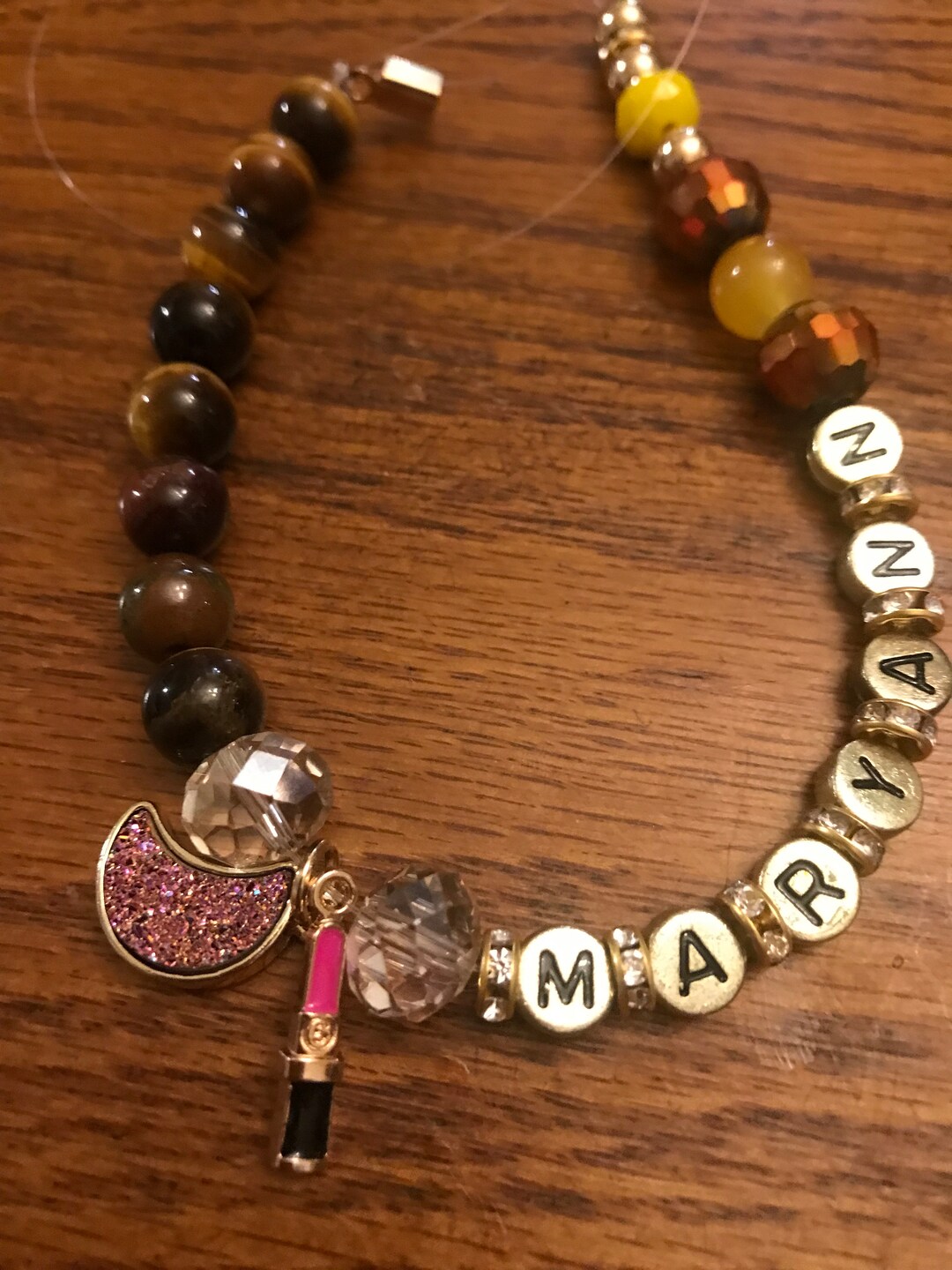 Gold Name Bracelet With Tigger Beads - Etsy