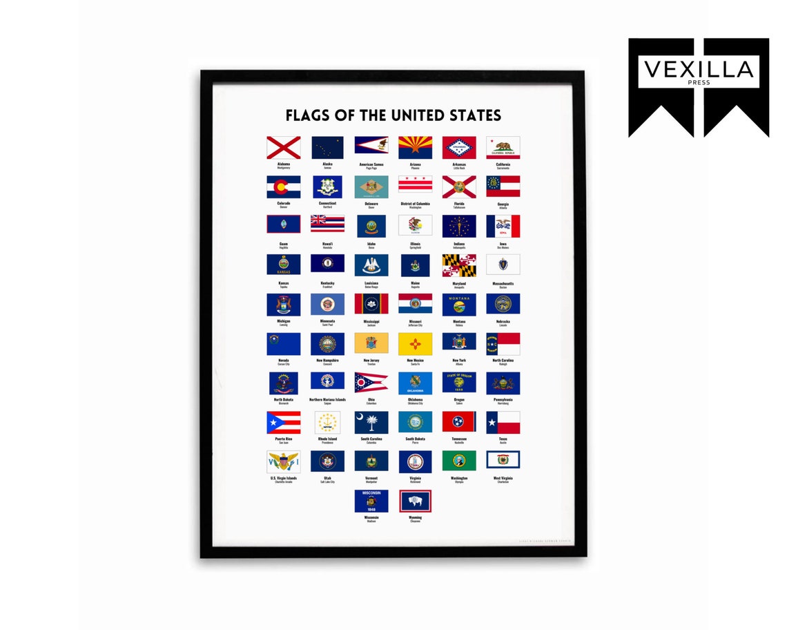 Flags of the United States Poster US States Flags Printable - Etsy