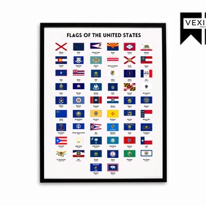 Flags of the United States Poster, US States Flags Printable, US Art ...
