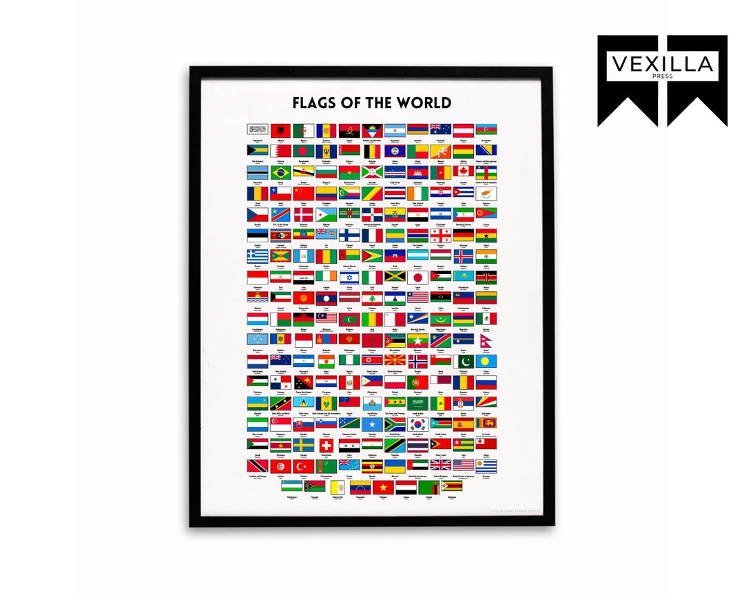 Flags of the World Poster: Updated Country Flags Chart (digital ...