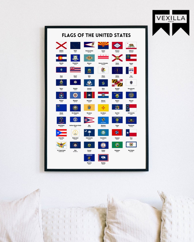 Flags of the United States Poster US States Flags Printable - Etsy