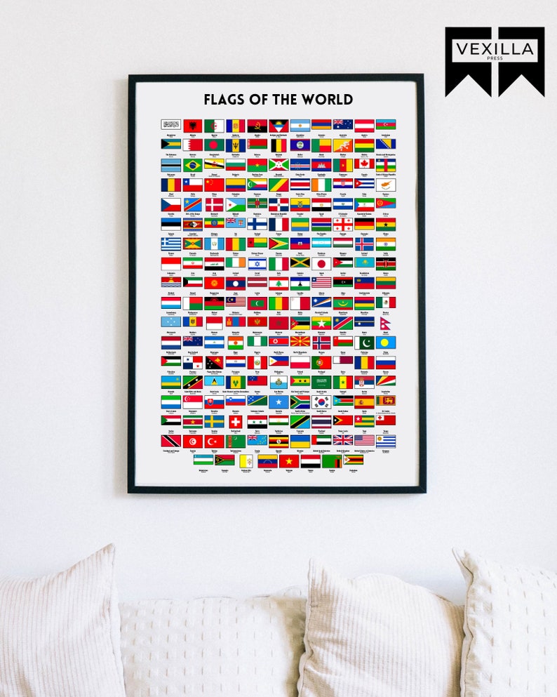 Flags of the World Poster: Updated Country Flags Chart (digital ...