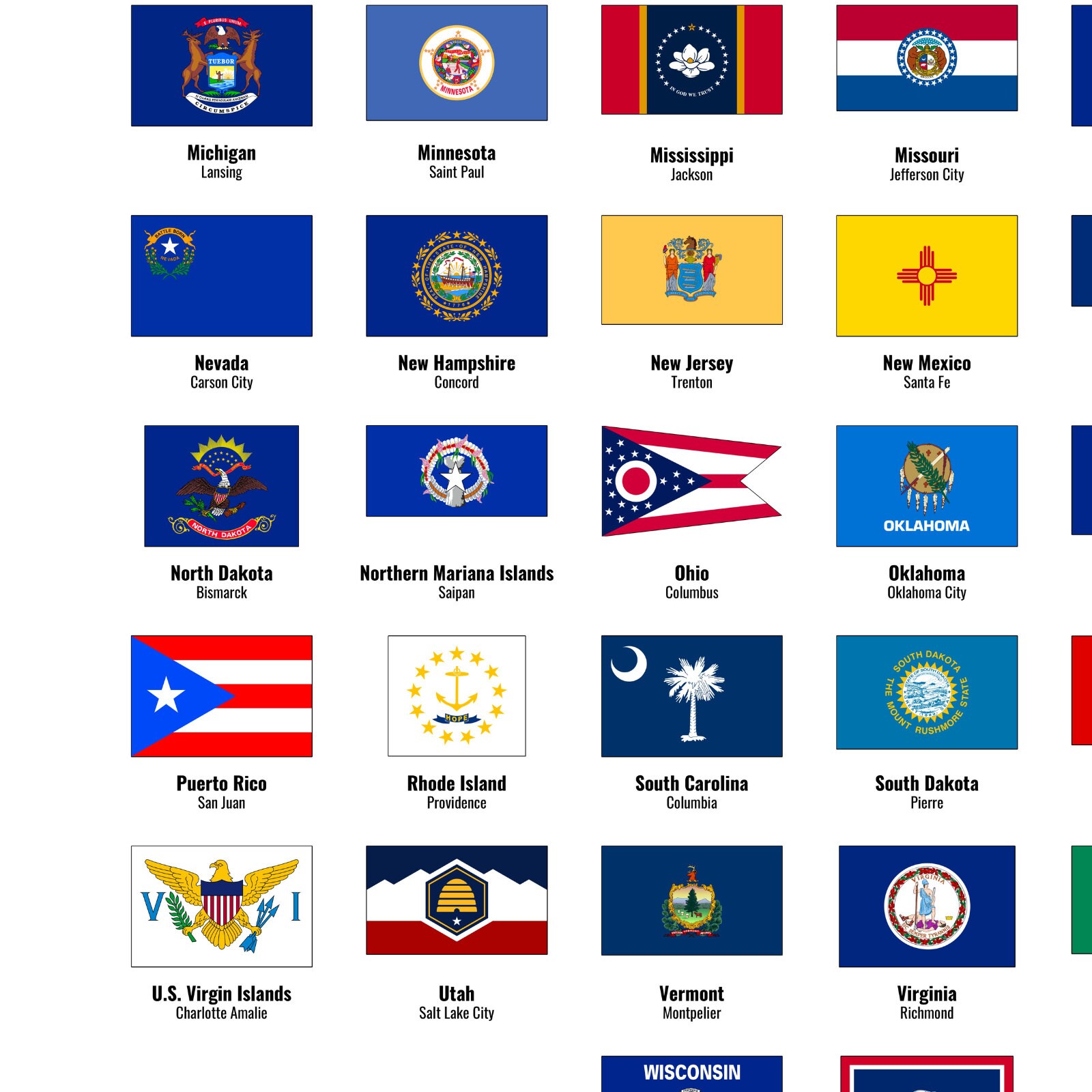 Flags of the United States Poster, US States & Territories, US Art ...
