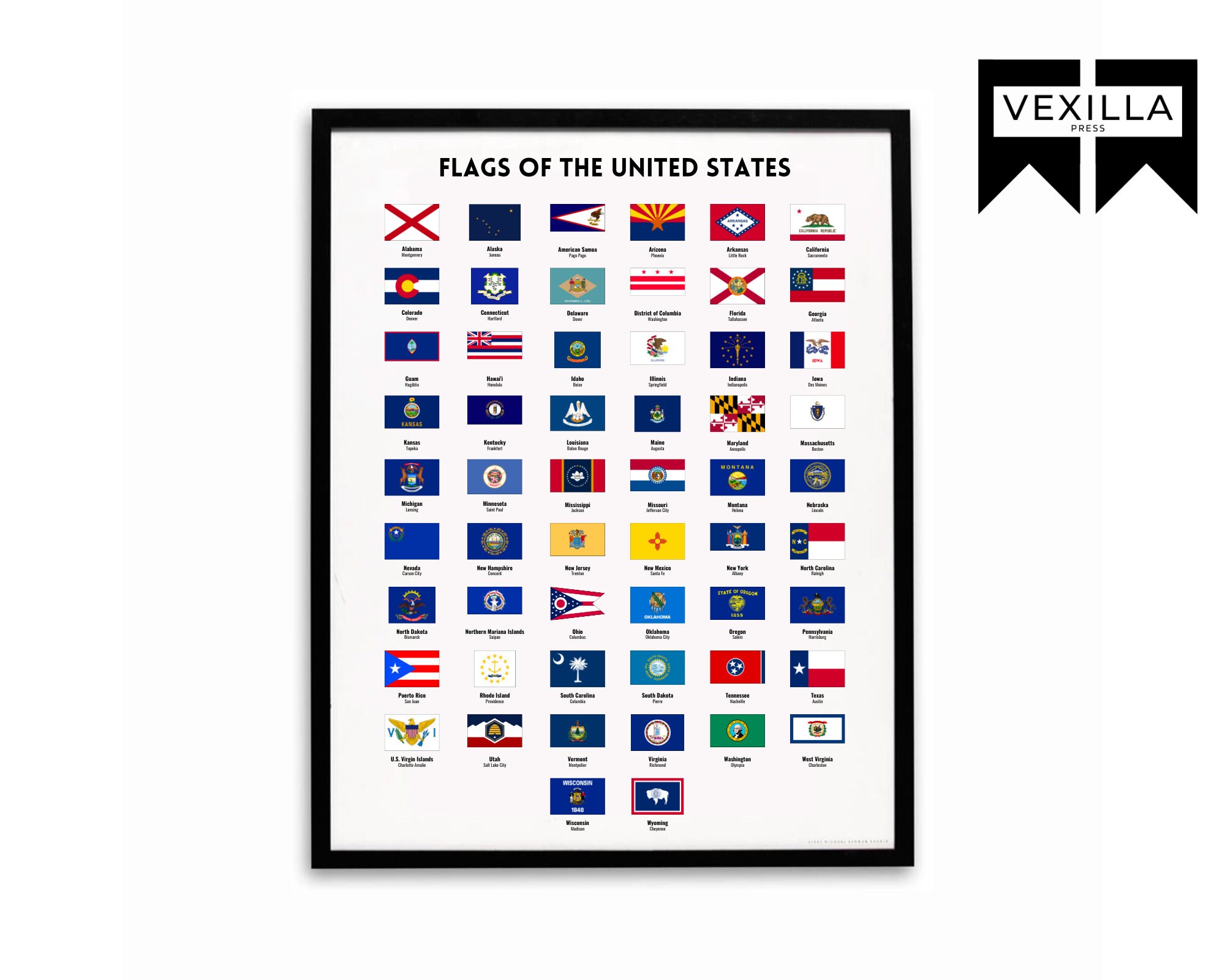 Flags of the United States Poster, US States & Territories, US Art ...