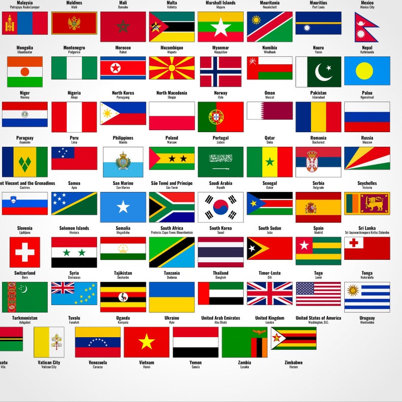Flags of the World Poster Country Flags Printable Nations - Etsy
