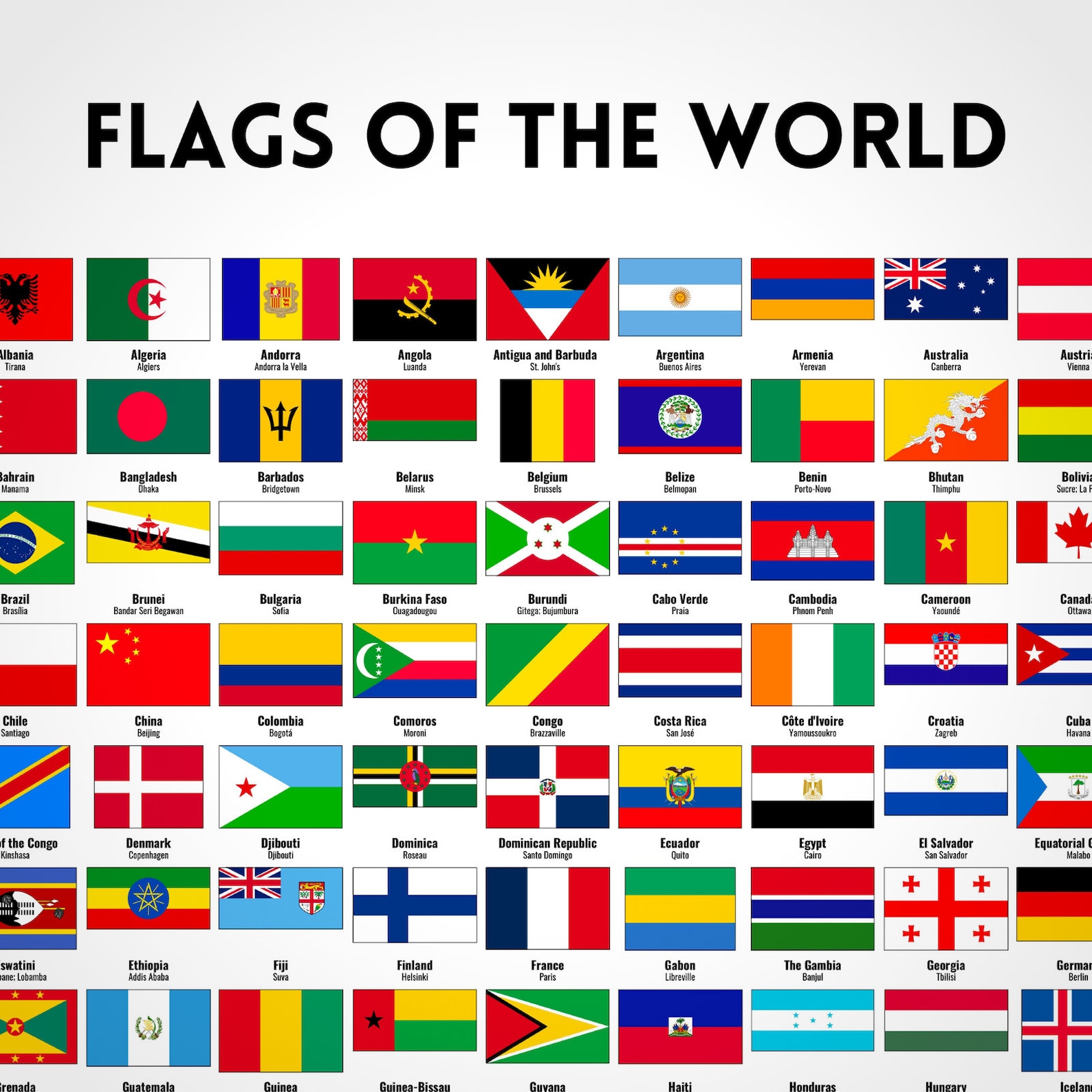 Flags of the World Poster Country Flags Printable Nations - Etsy