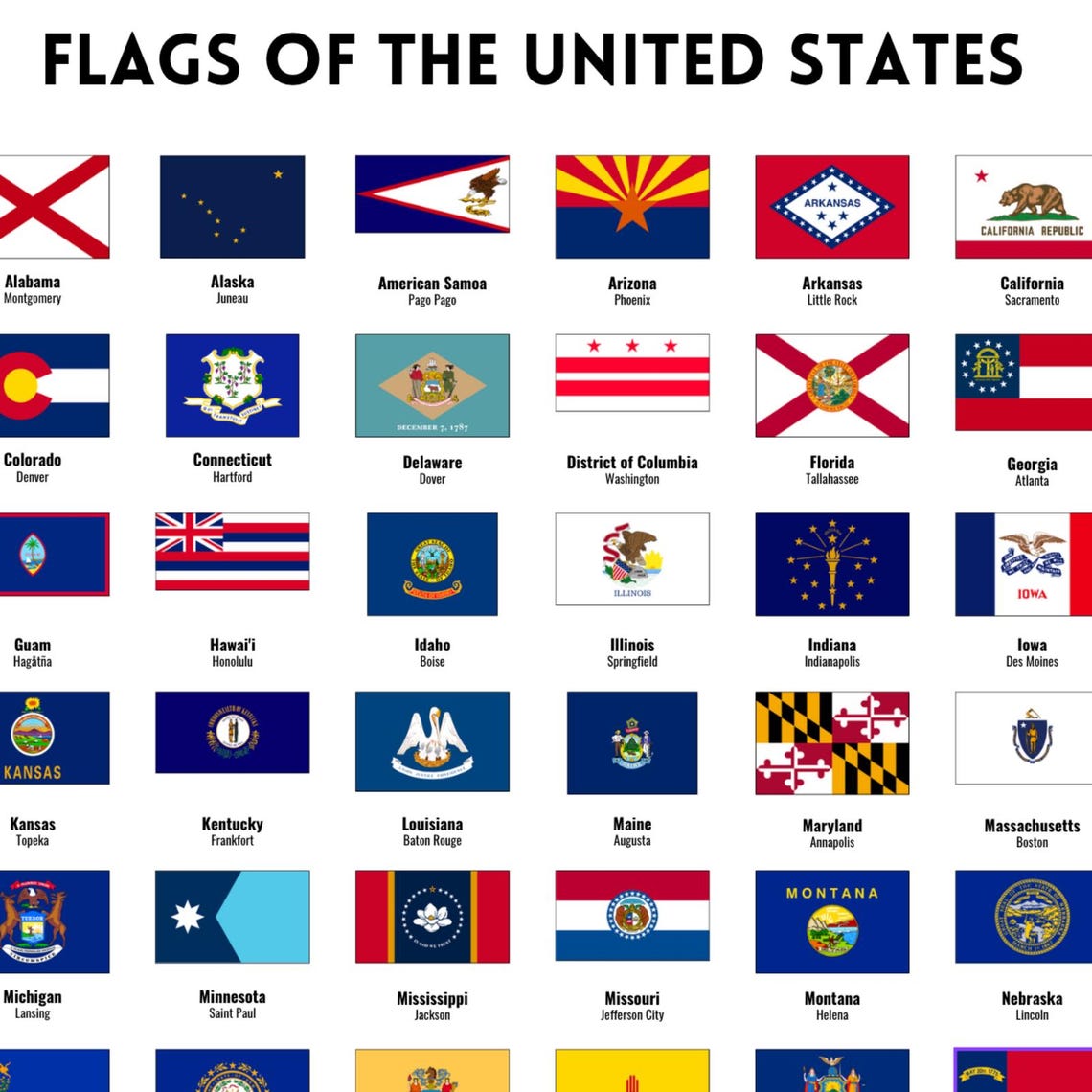 Flags of the United States Poster, US States Flags Printable, US Art ...