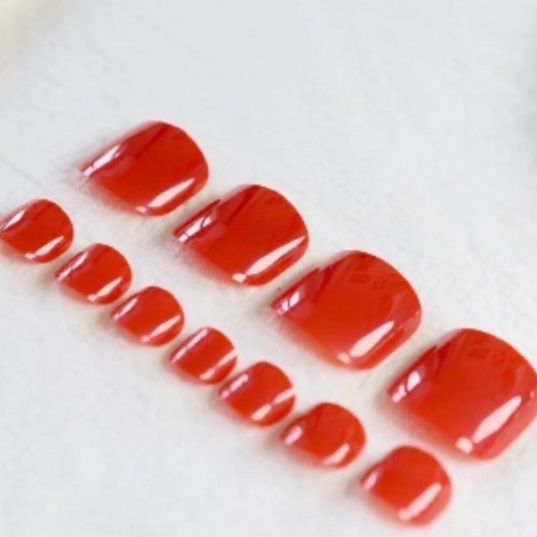 Red False Nails - Etsy