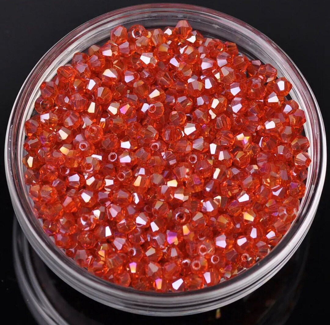 4mm Red Bicone Beads 18 Strand - Etsy