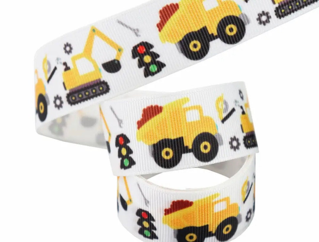 1 Construction Machines Grosgrain Ribbon by the Yard - Etsy