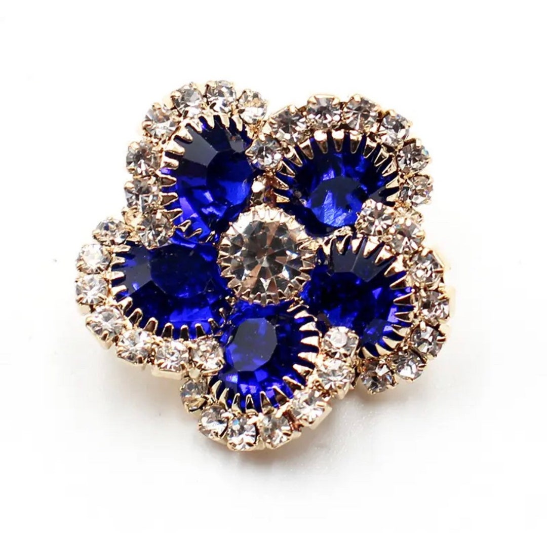 2pcs Rhinestone Flower Buttons - Etsy