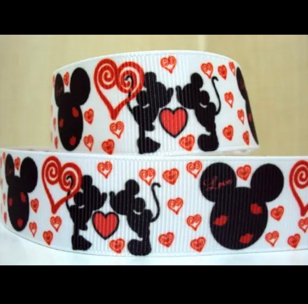 7/8 Mickey & Minnie Mouse Grosgrain Ribbon by the Yard - Etsy