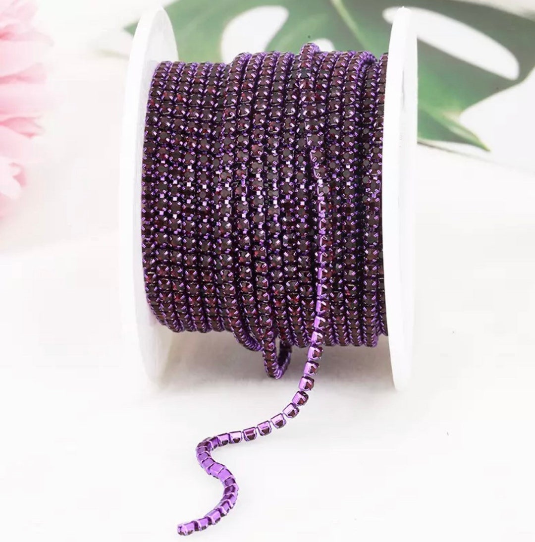 Purple Rhinestone Chain Trim by the Yard - Etsy