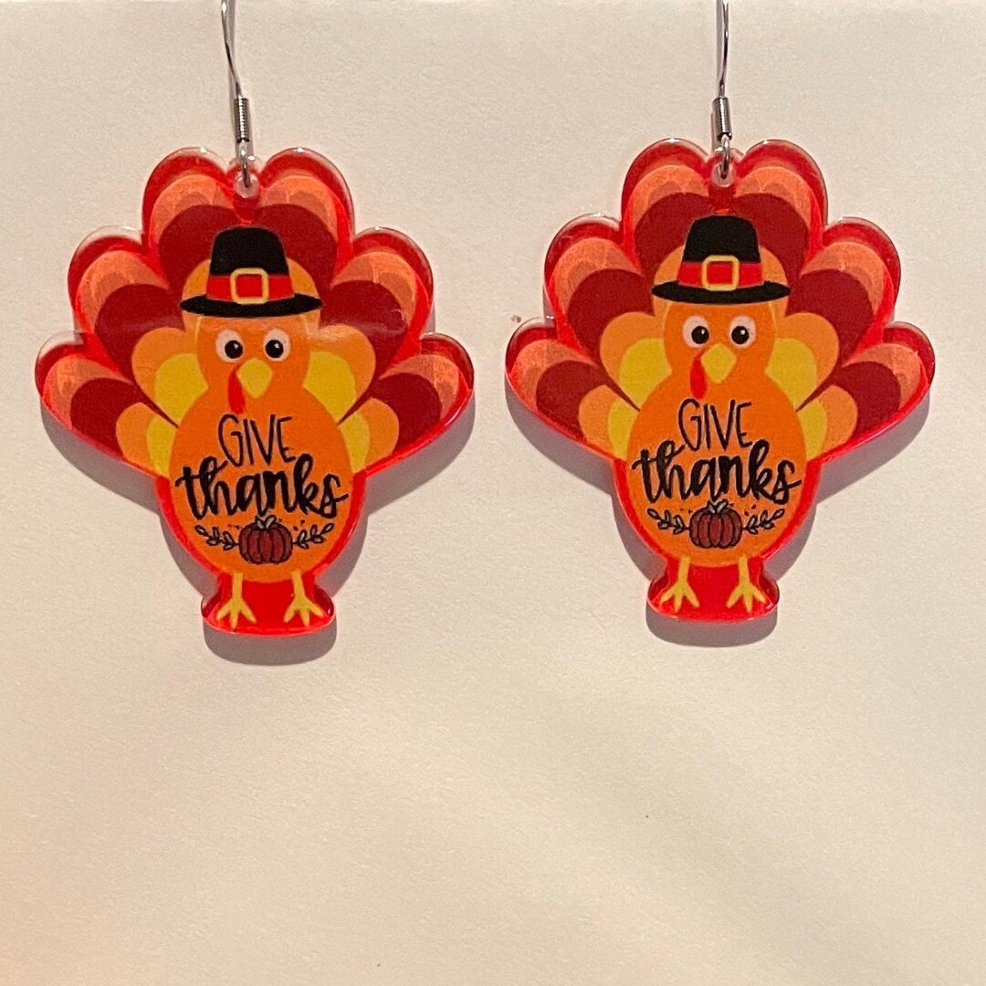 Large Thanksgiving Turkey Earrings - Etsy