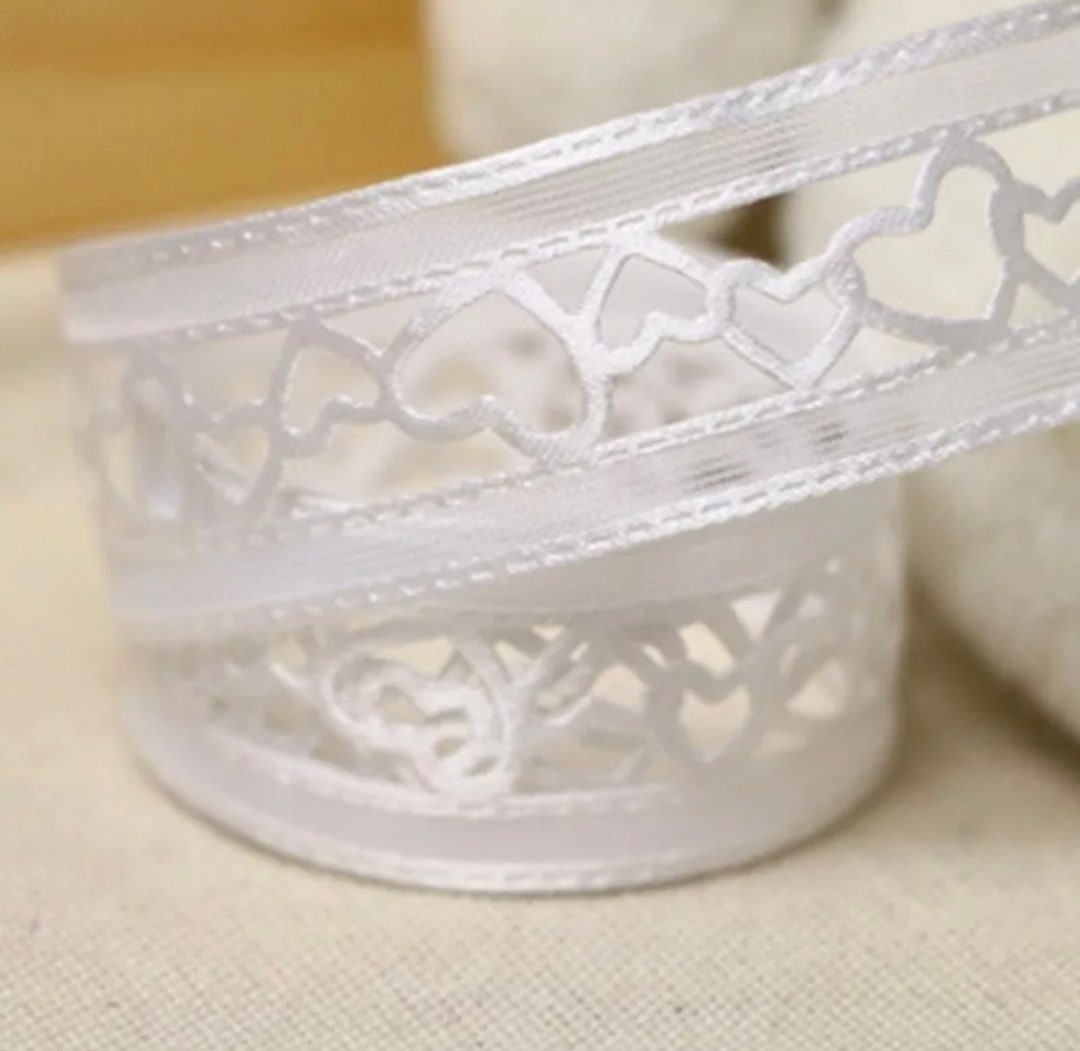 20mm White Hearts Cut Out Ribbon by the Yard - Etsy