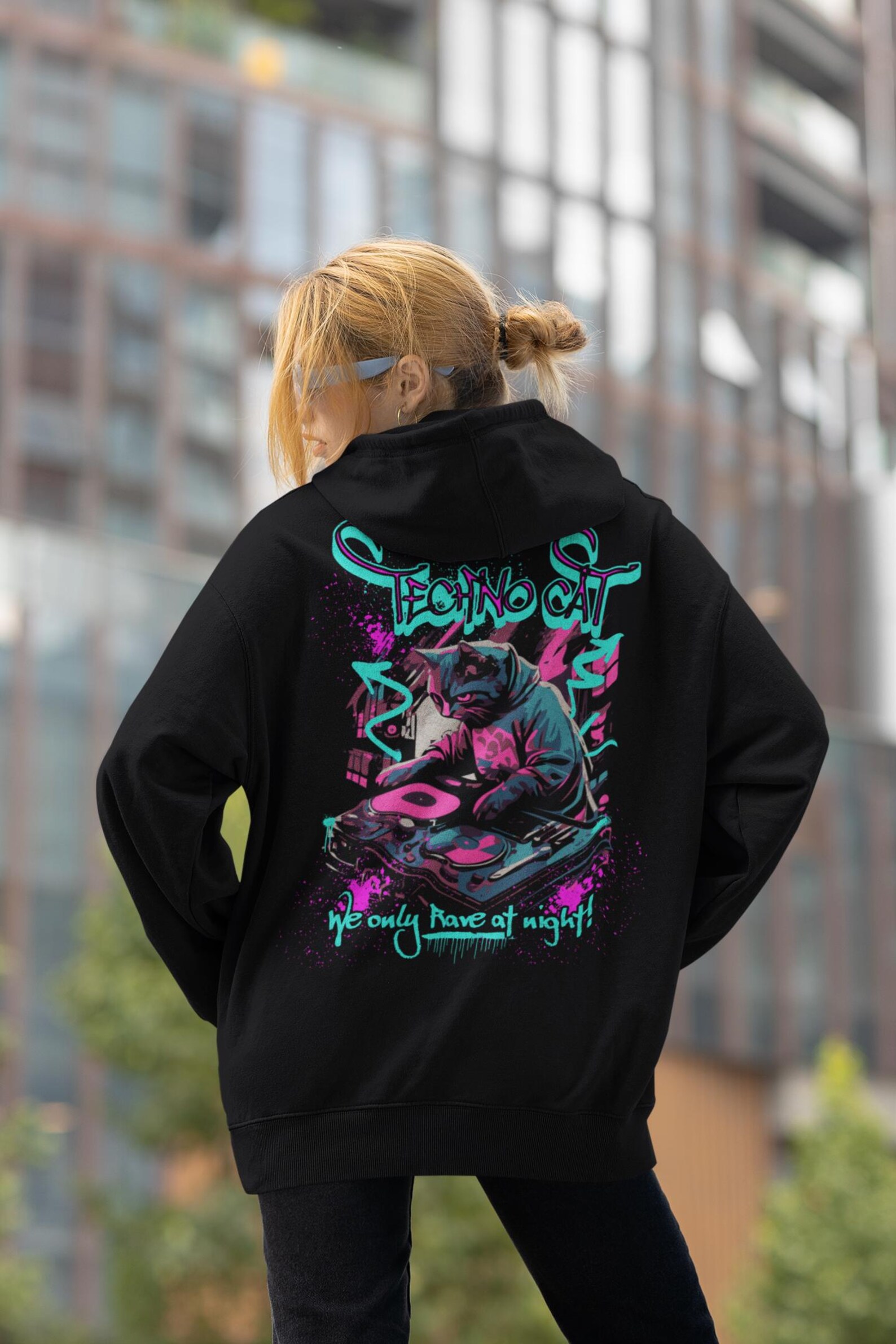 Rave Outfit | Rave Hoodie | Rave at Night Cat | CATSONDRUGS.COM ...