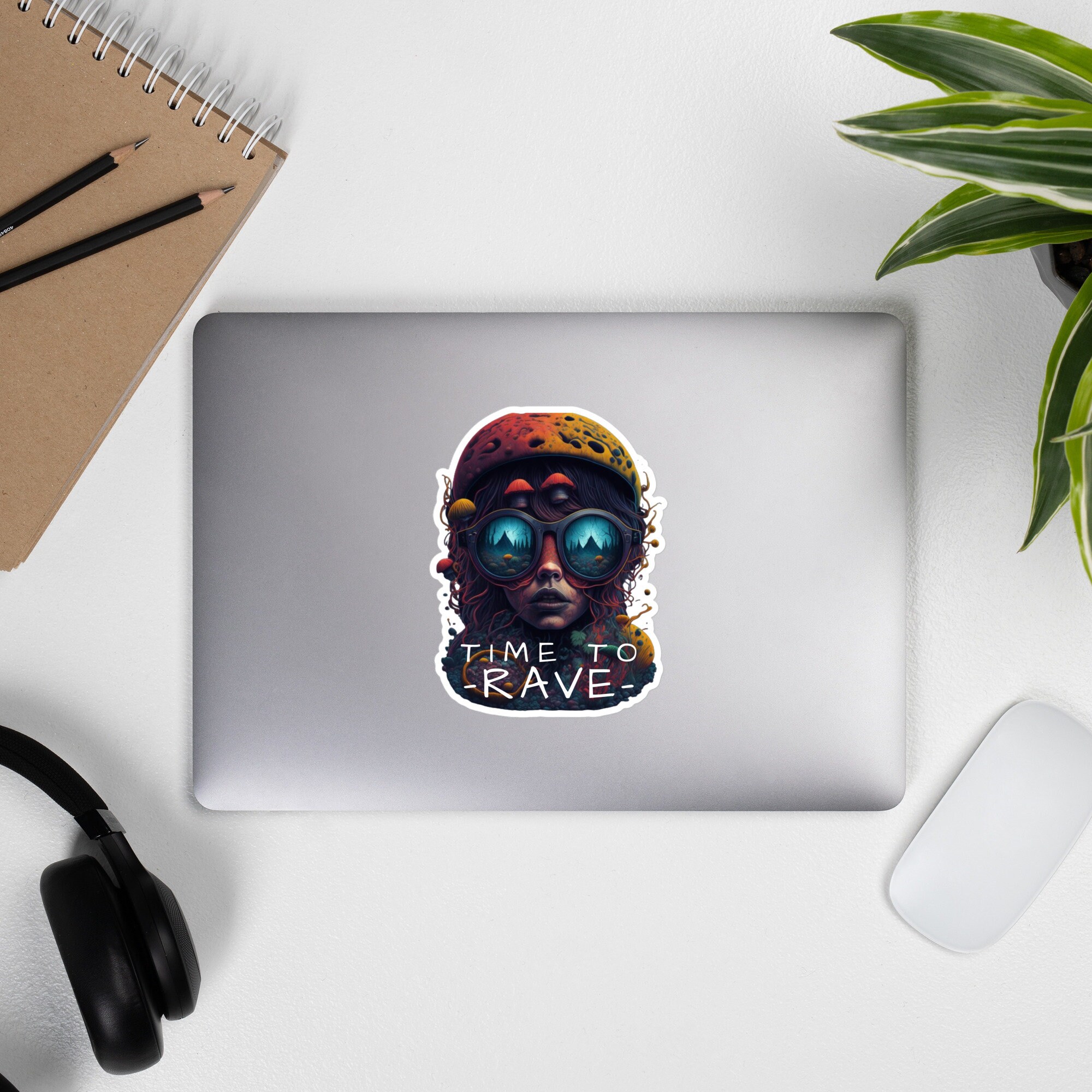 Techno Bubble-free Stickers Time to Rave Organism Catsondrugs.com ...