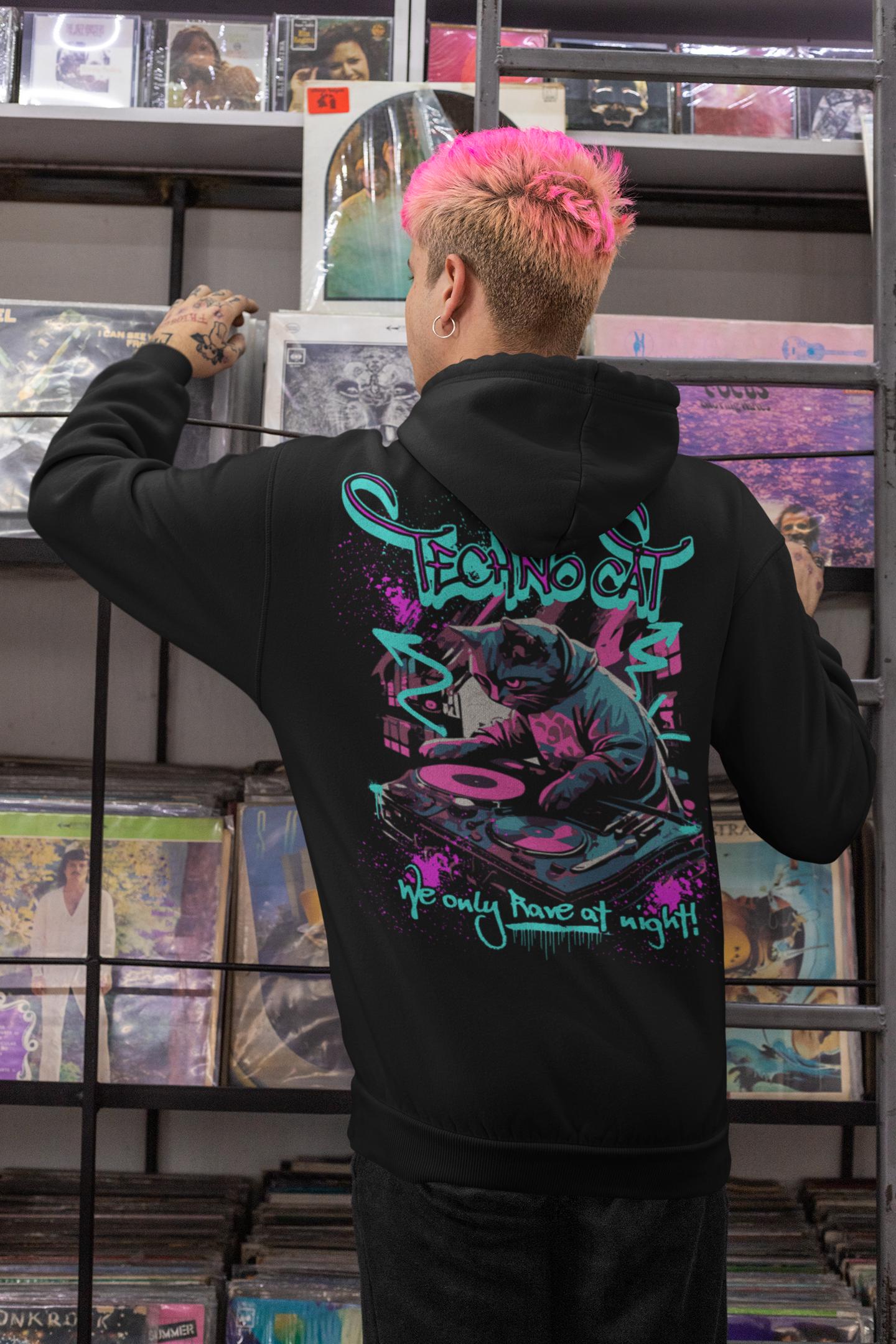 Rave Outfit | Rave Hoodie | Rave at Night Cat | CATSONDRUGS.COM ...